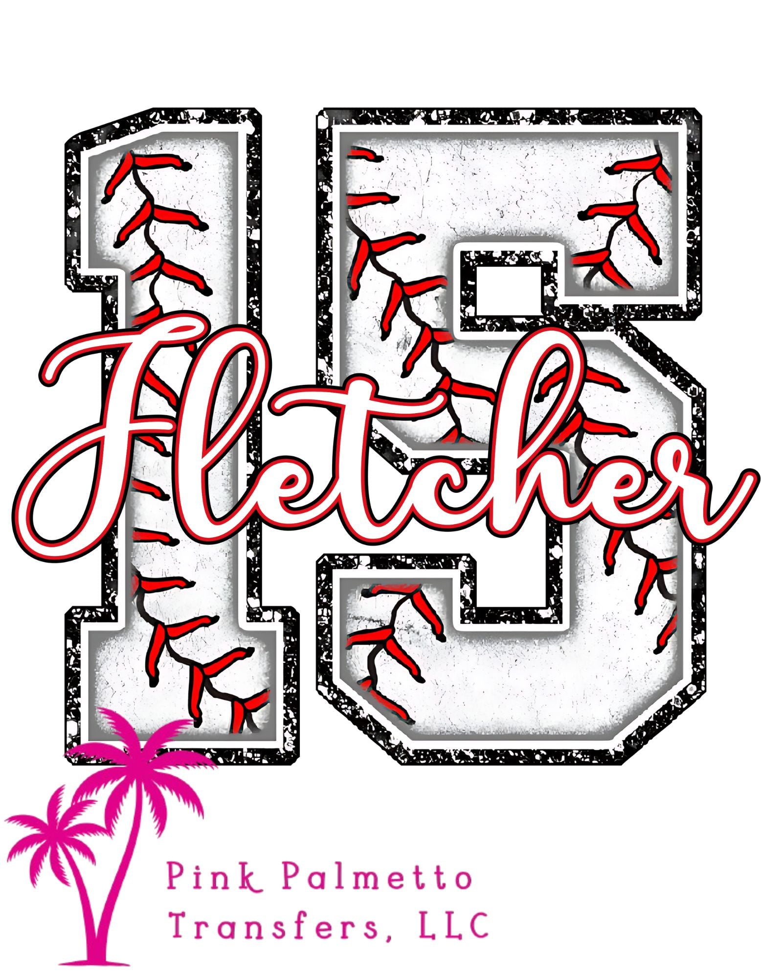 Fletcher Custom Baseball 10" DTF Transfer – Pink Palmetto Transfers